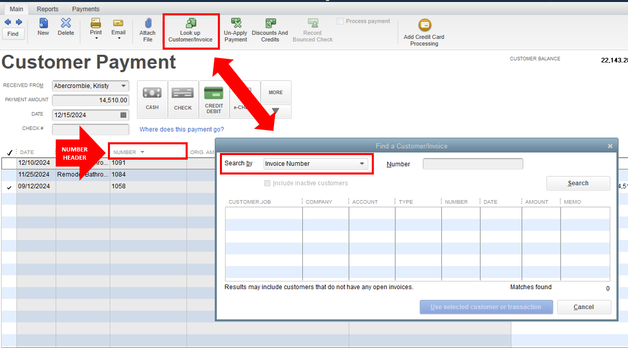 Is there a way to select or "CHECK" multiple invoices when applying a payment from a customer ...