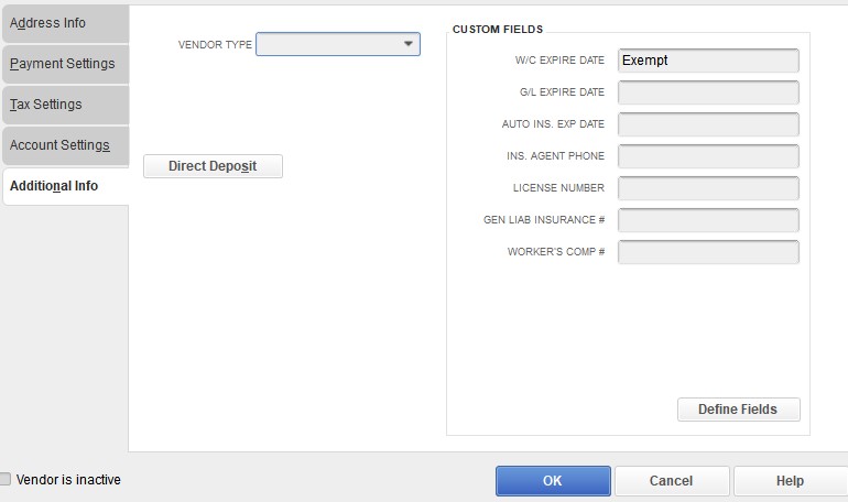 Vendor's insurance dates