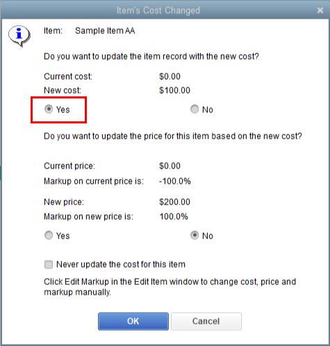 Solved: Updating cost / sell price on inventory items.
