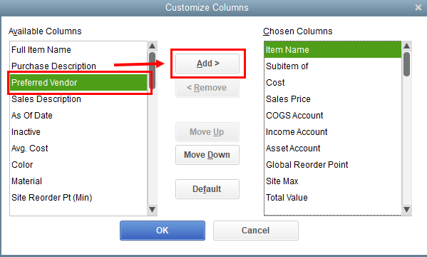 Set up and Using Reorder Points in Quickbooks Premier