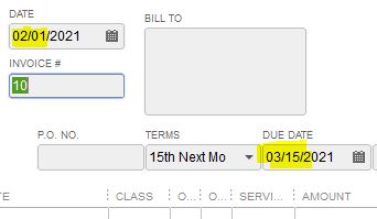 Solved: Re: Payment terms - net due the 15th of following month