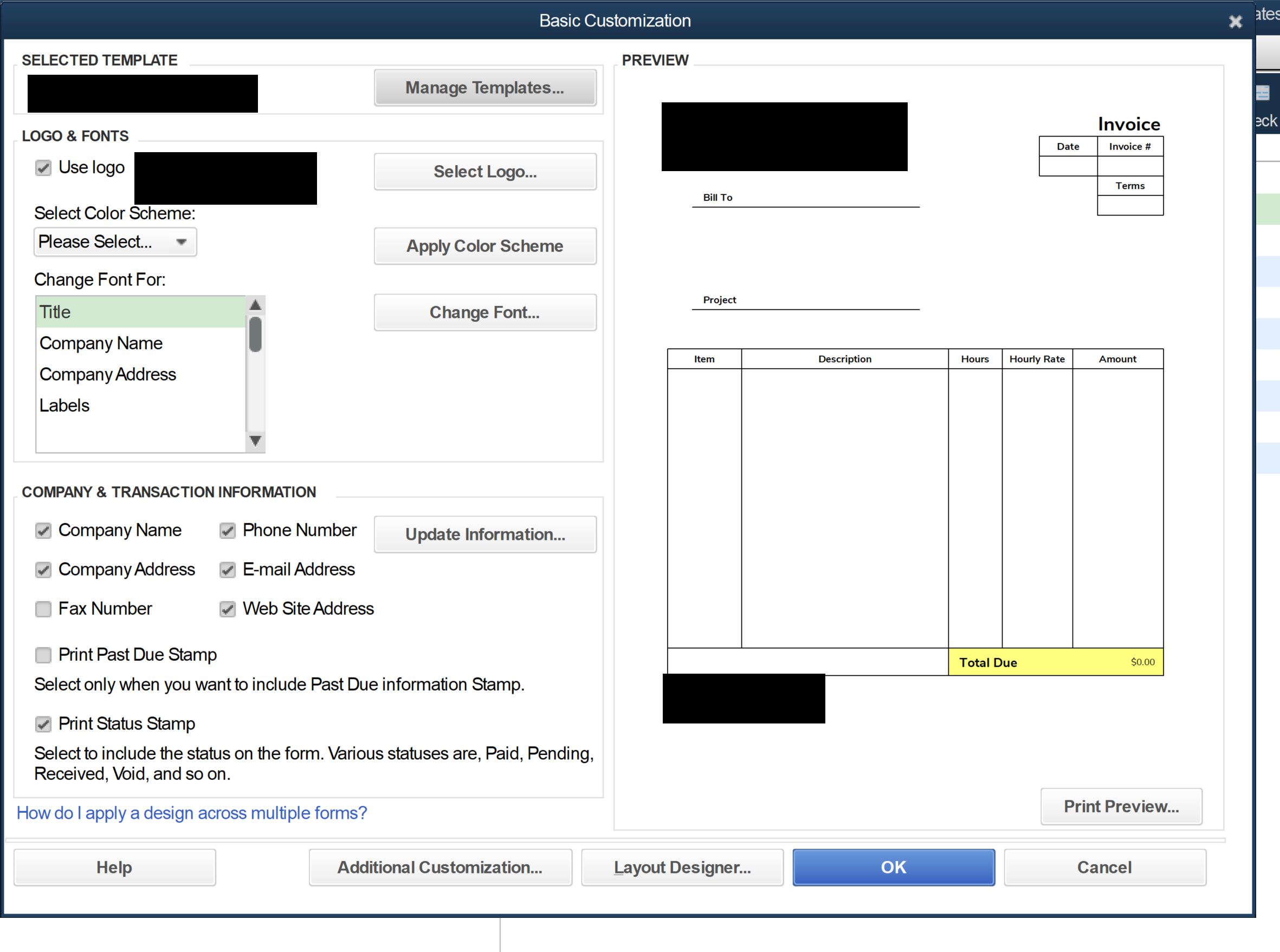 QB Desktop Pro 2021 - template preview displays correctly, layout ...