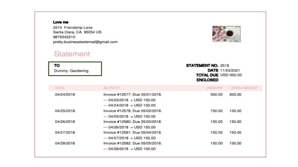 Can statements be create for each separate client contact that does not ...