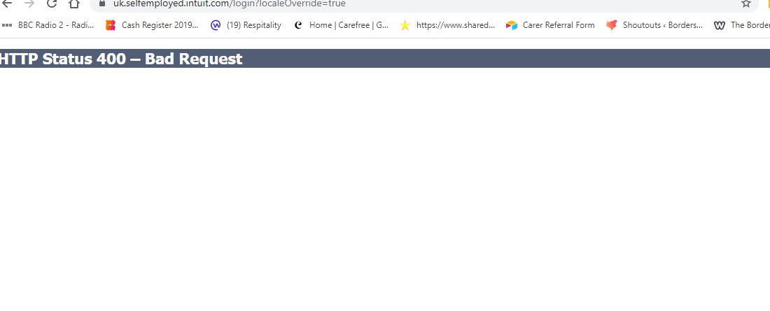 Solved: Can't log in - says 'bad request'...
