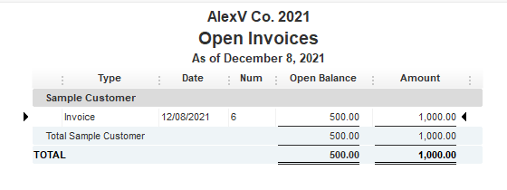 Solved: Report Showing Invoices with Partial Payments