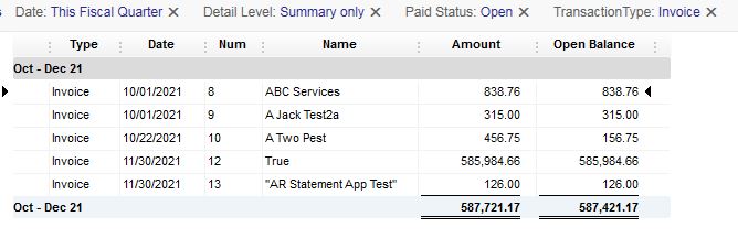 Solved: Report Showing Invoices with Partial Payments