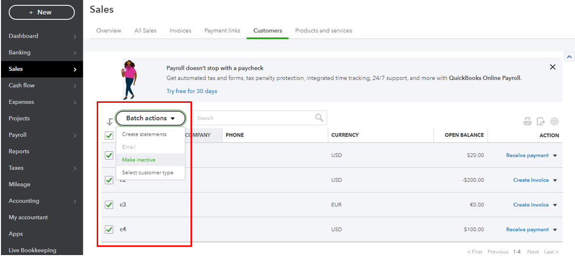 Solved: Inactivate Customers and Items in mass transaction