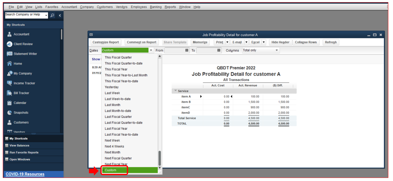 job profitability Report