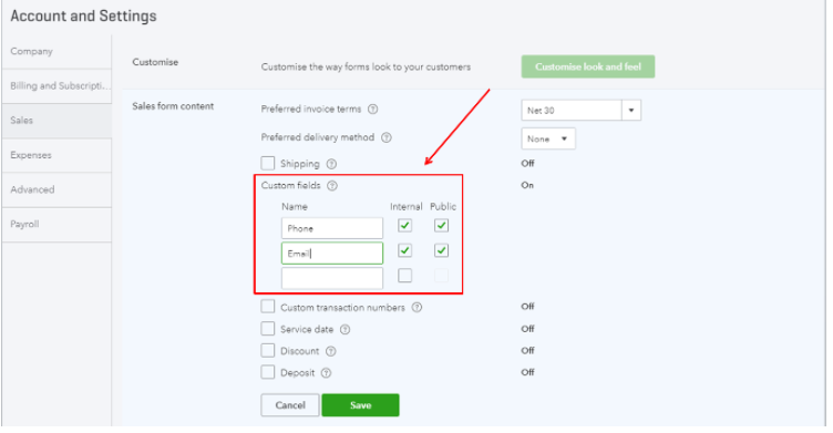 How do i put the customer phone number to is invoice