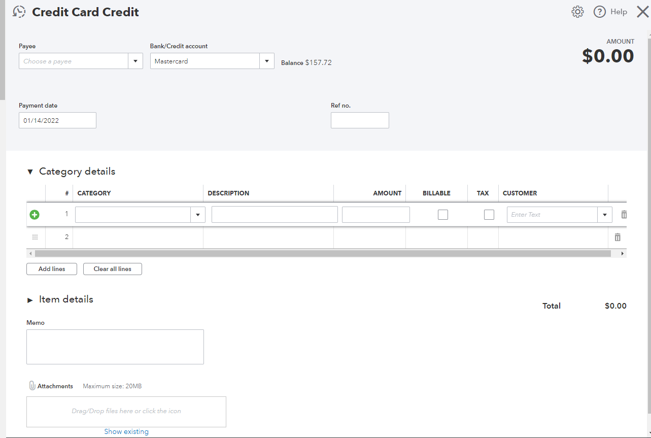 Solved: Refund from Vendor to Credit Card