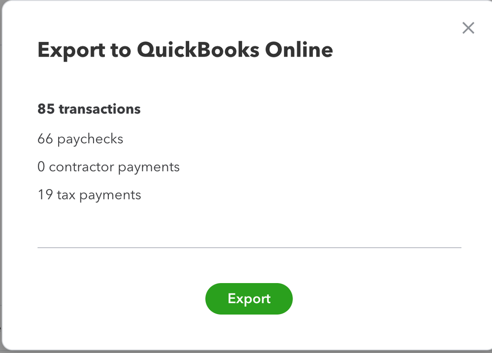 Export from QBO Payroll to QBO ERROR CODE:2020