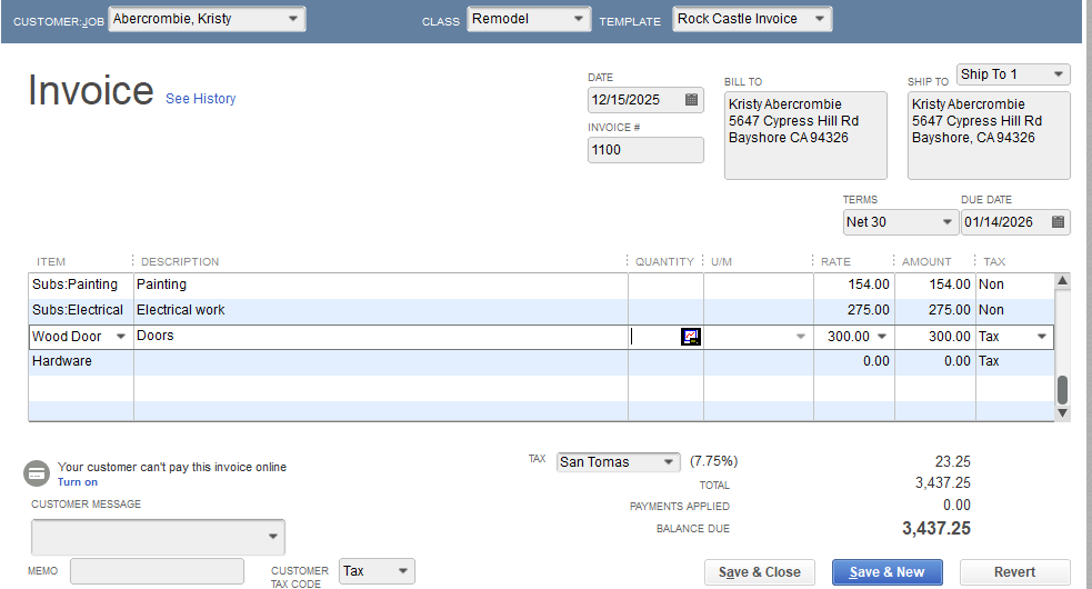 Solved: Inventory on Invoices?