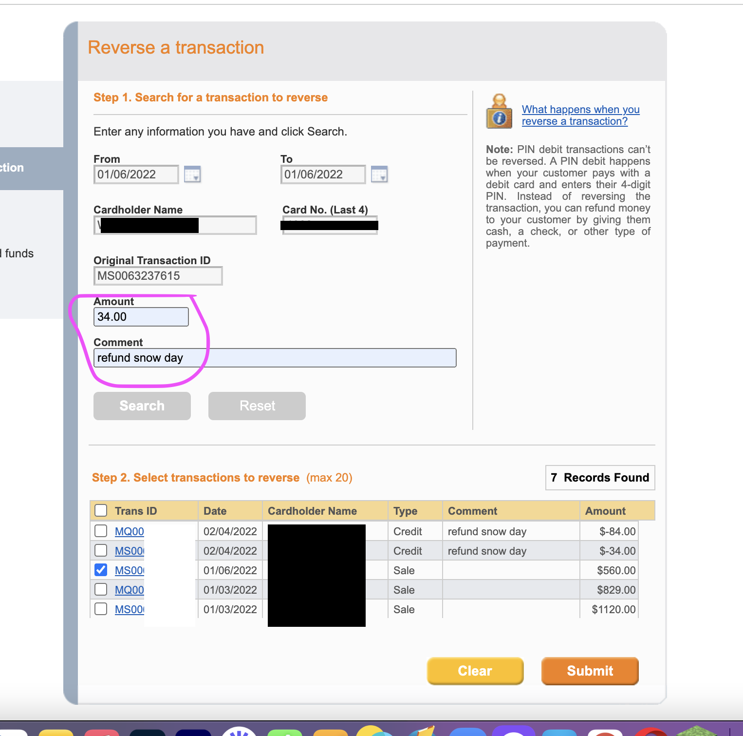 How do I issue a partial refund for an invoice via Quickbooks Payments