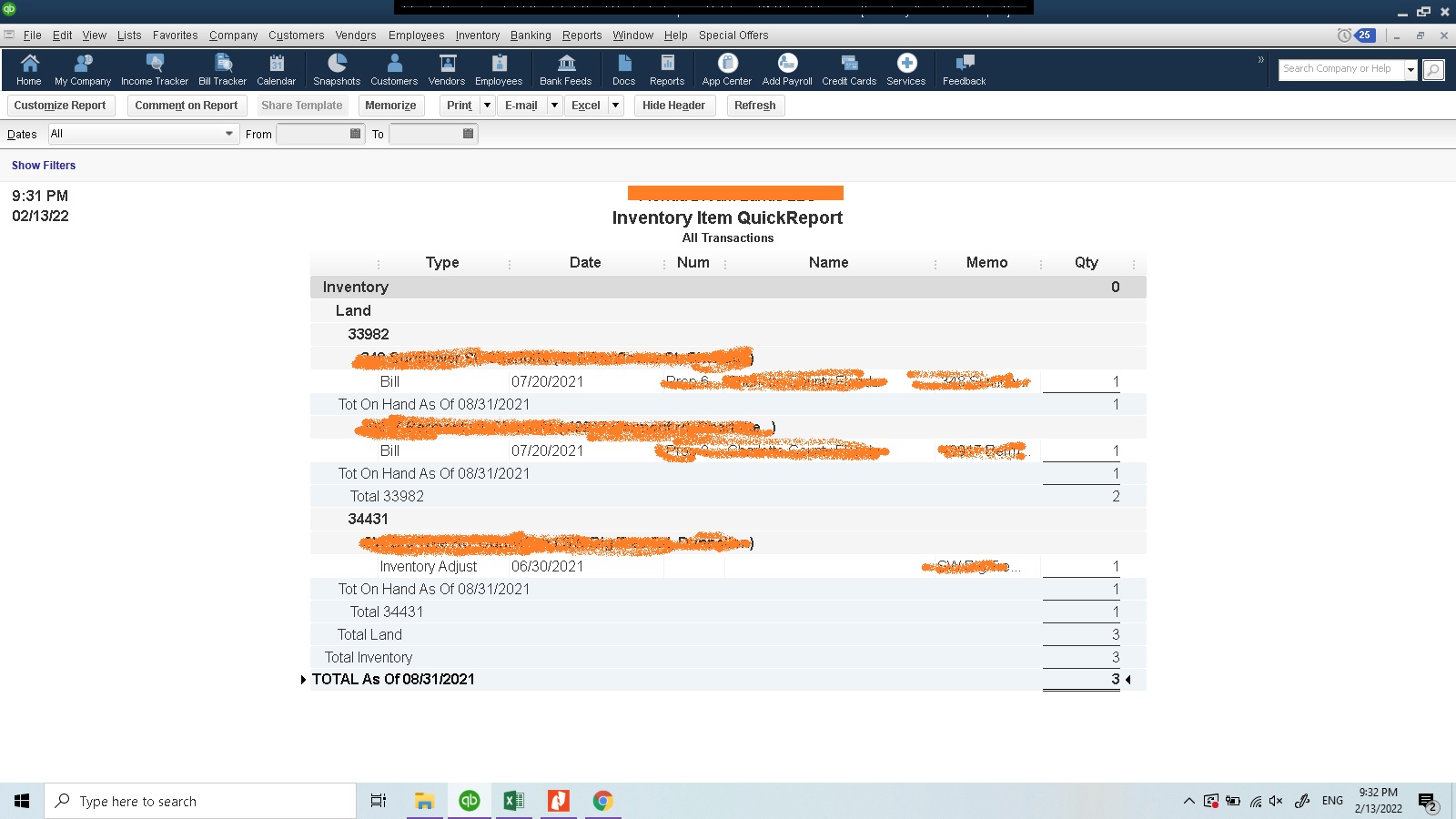 inventory on hand reporting