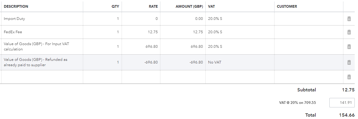 Solved: Entering Duty/VAT/Deferment Processing Fee Invoice
