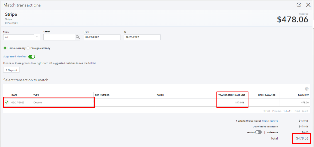 How to match the invoices paid via Stripe and Stripe fees?