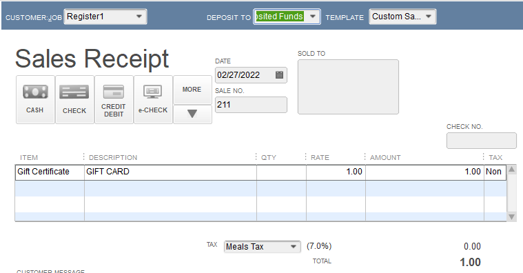 How to enter sold and redeemed gift cards