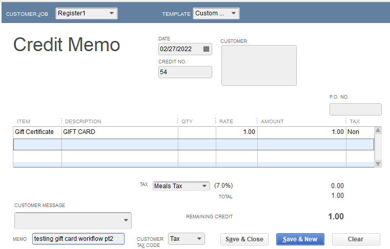 How to enter sold and redeemed gift cards