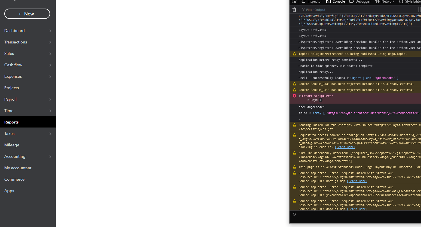 Quickbooks Online Reports Not Loading