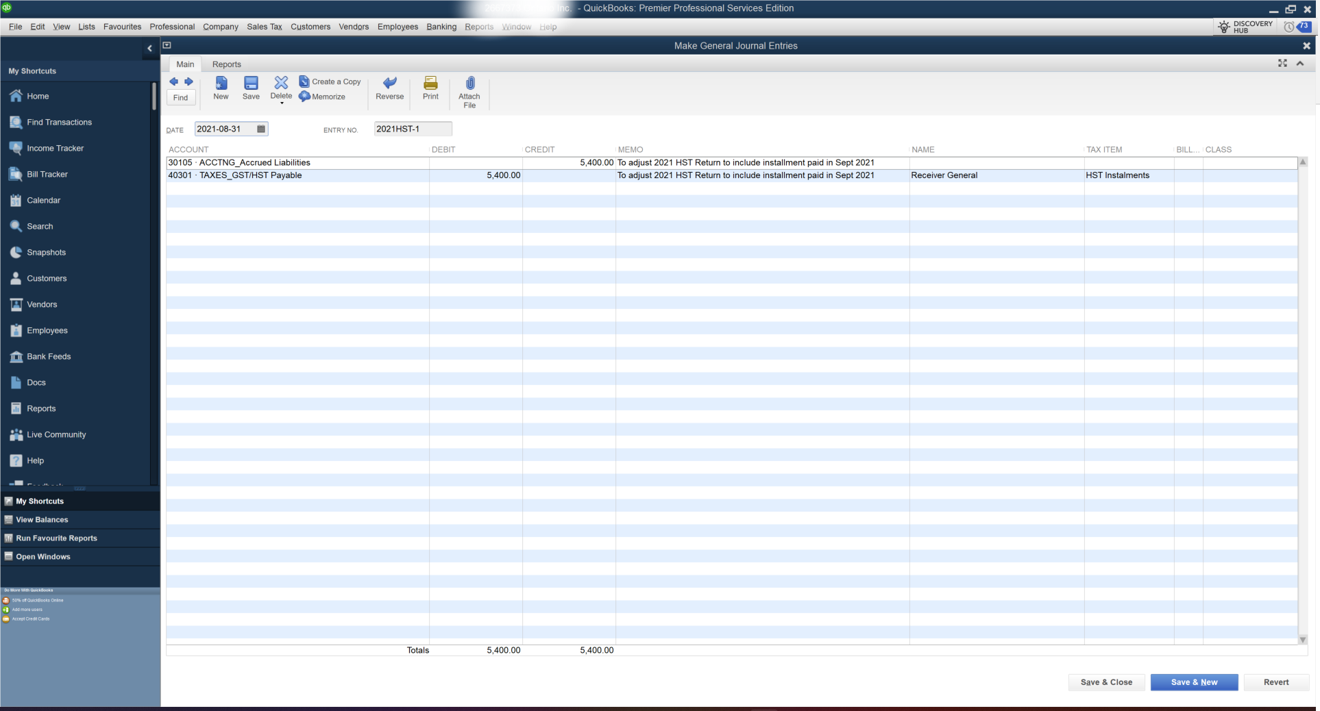 Solved: GST/HST Installments and Annual Return