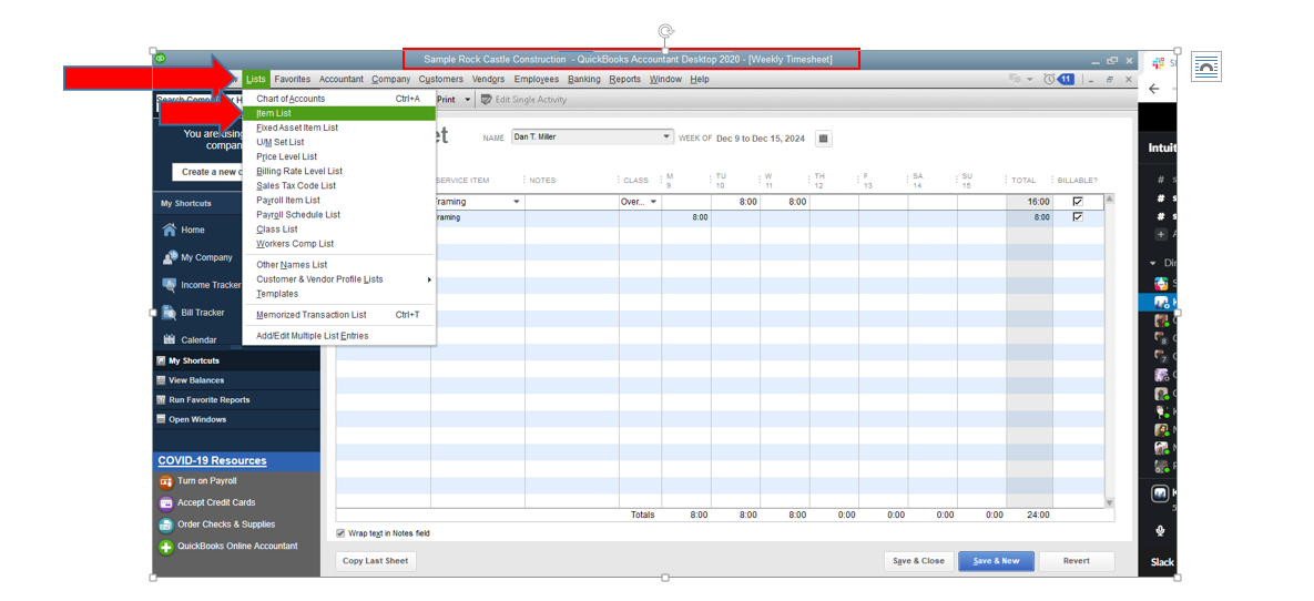 Timesheet changes to service item changes payroll item