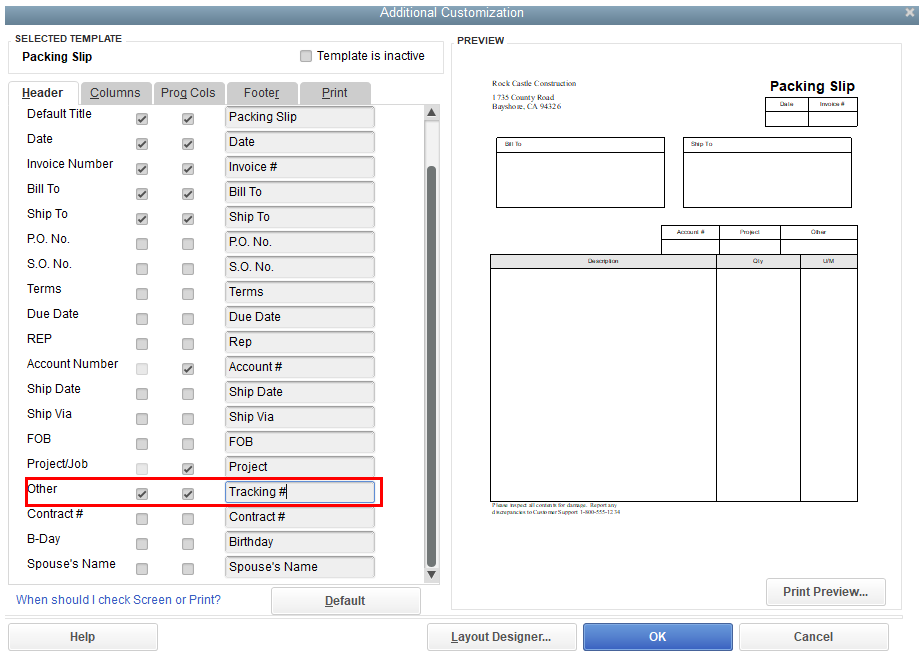 How to add field to packing slip/Bill of Lading form?