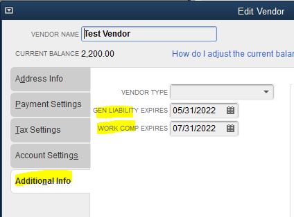 Solved: Tracking insurance expiration dates for sub-contractors in QBDT