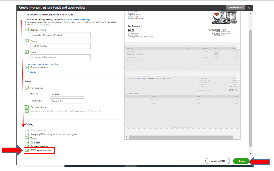 Hi .. How do I add Company's GST Registration number in Tax invoice?