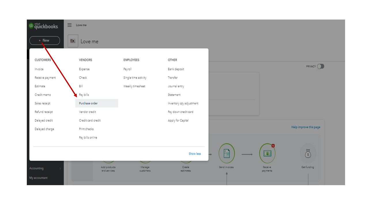 How can I create a purchase order from the android mobile app?