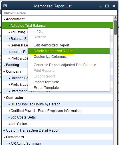 Solved: Memorized reports Quickbooks desktop