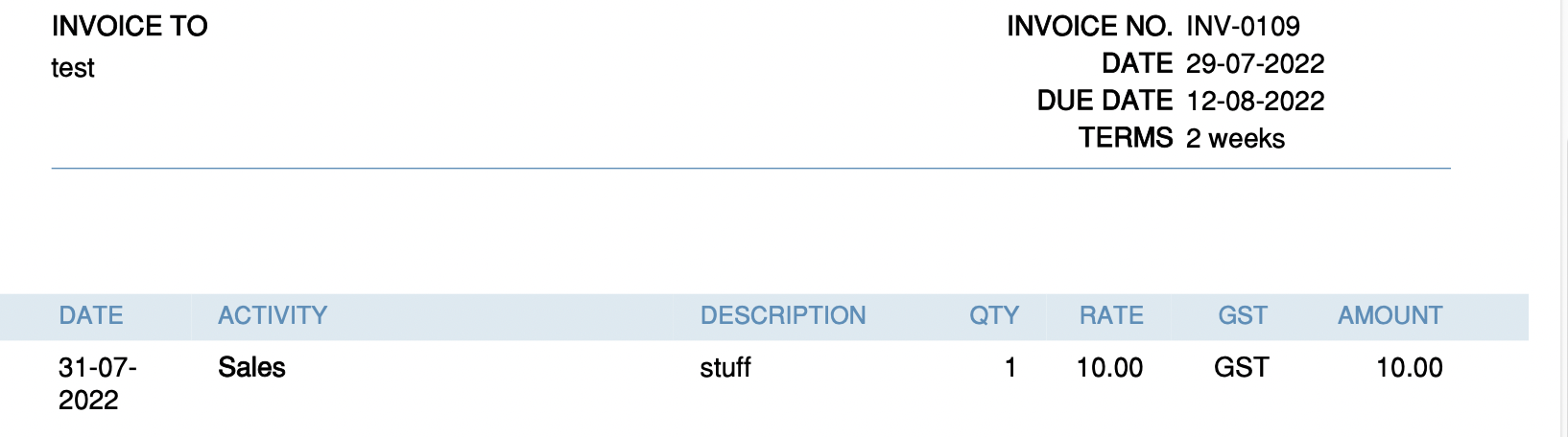 How do I add Dates of Service column to an invoice in QuickBooks online?