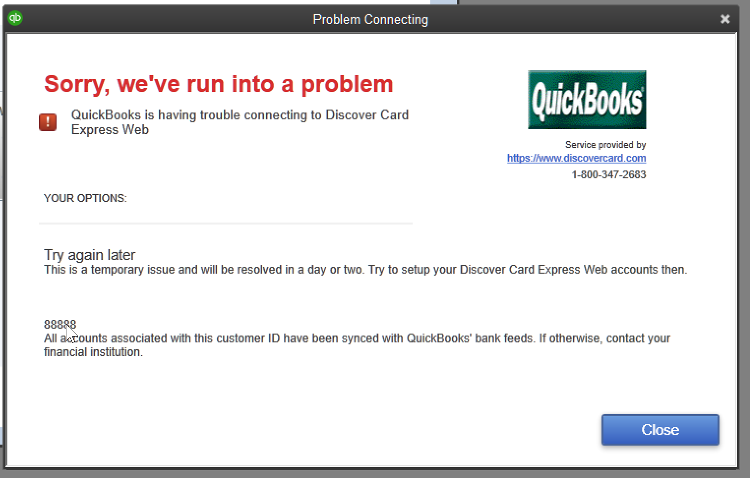 Solved: Unable to disconnect bank feed from discover account QB Desktop ...