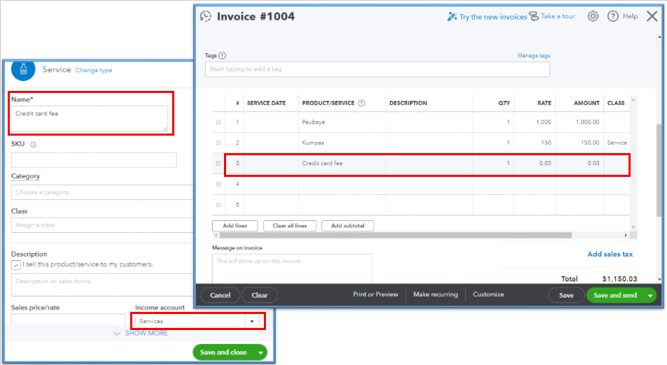 Estimates and invoices