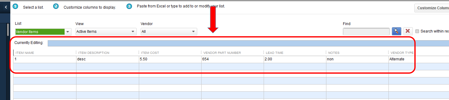 Solved: Alternate Vendor Item Tab