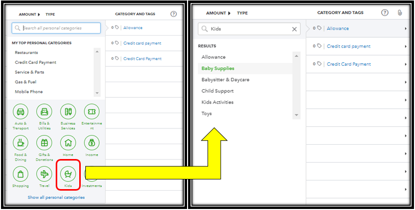 How to add my own categories in QB Self employed?