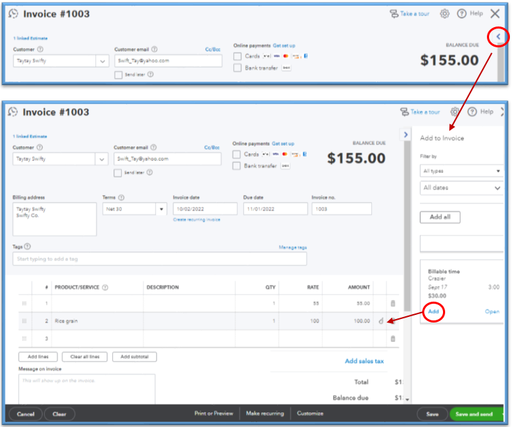 How can I combine multiple estimates from same client into one invoice?