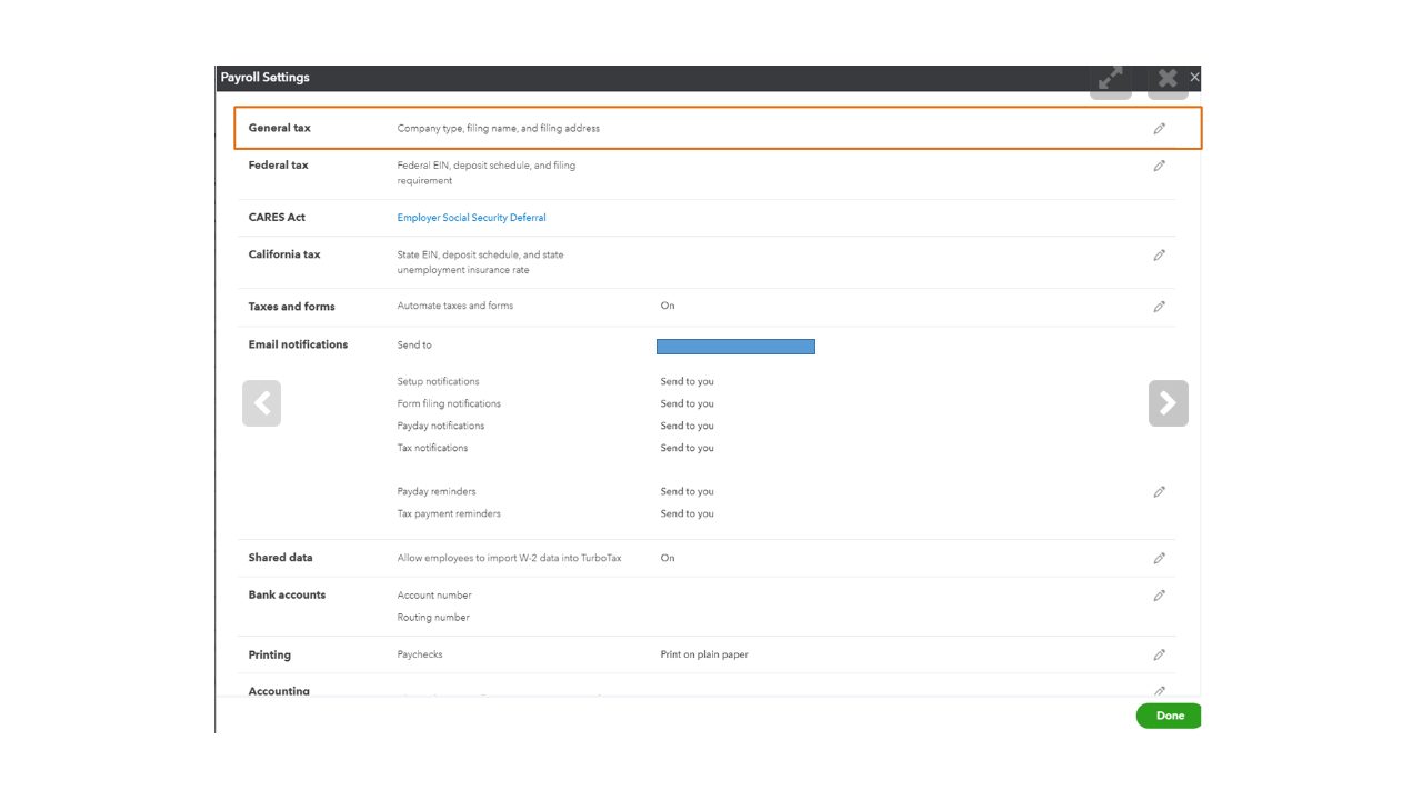 Change name of payroll contact