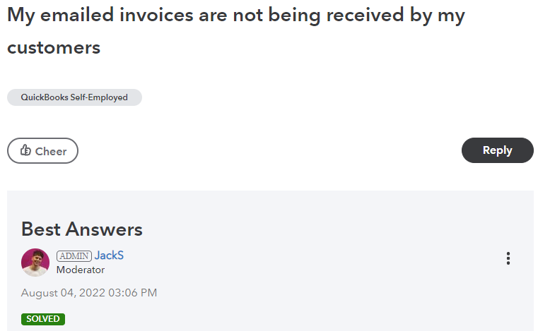 Solved: My emailed invoices are not being received by my customers