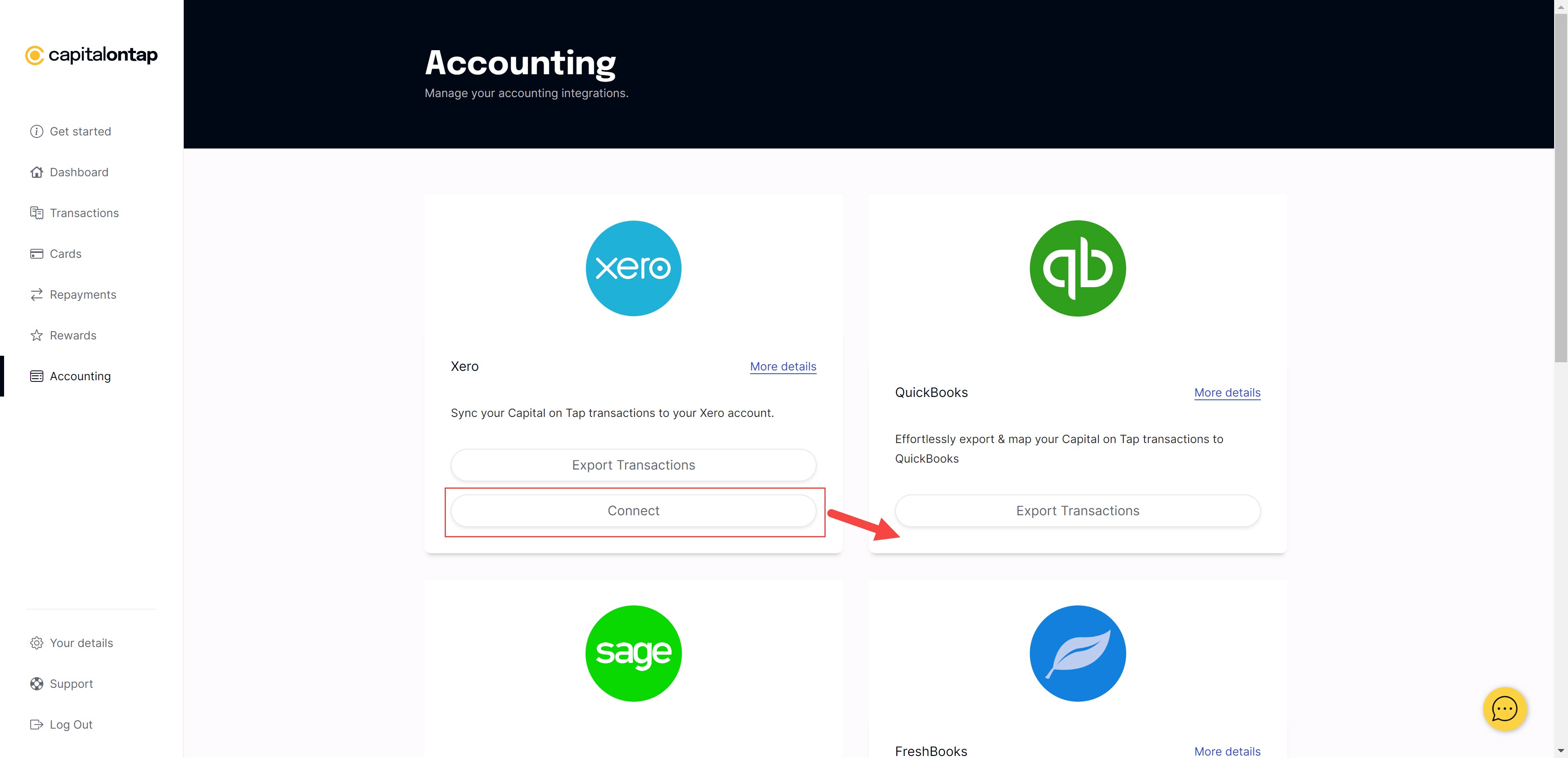 Integrating Capital on Tap with QB banking?