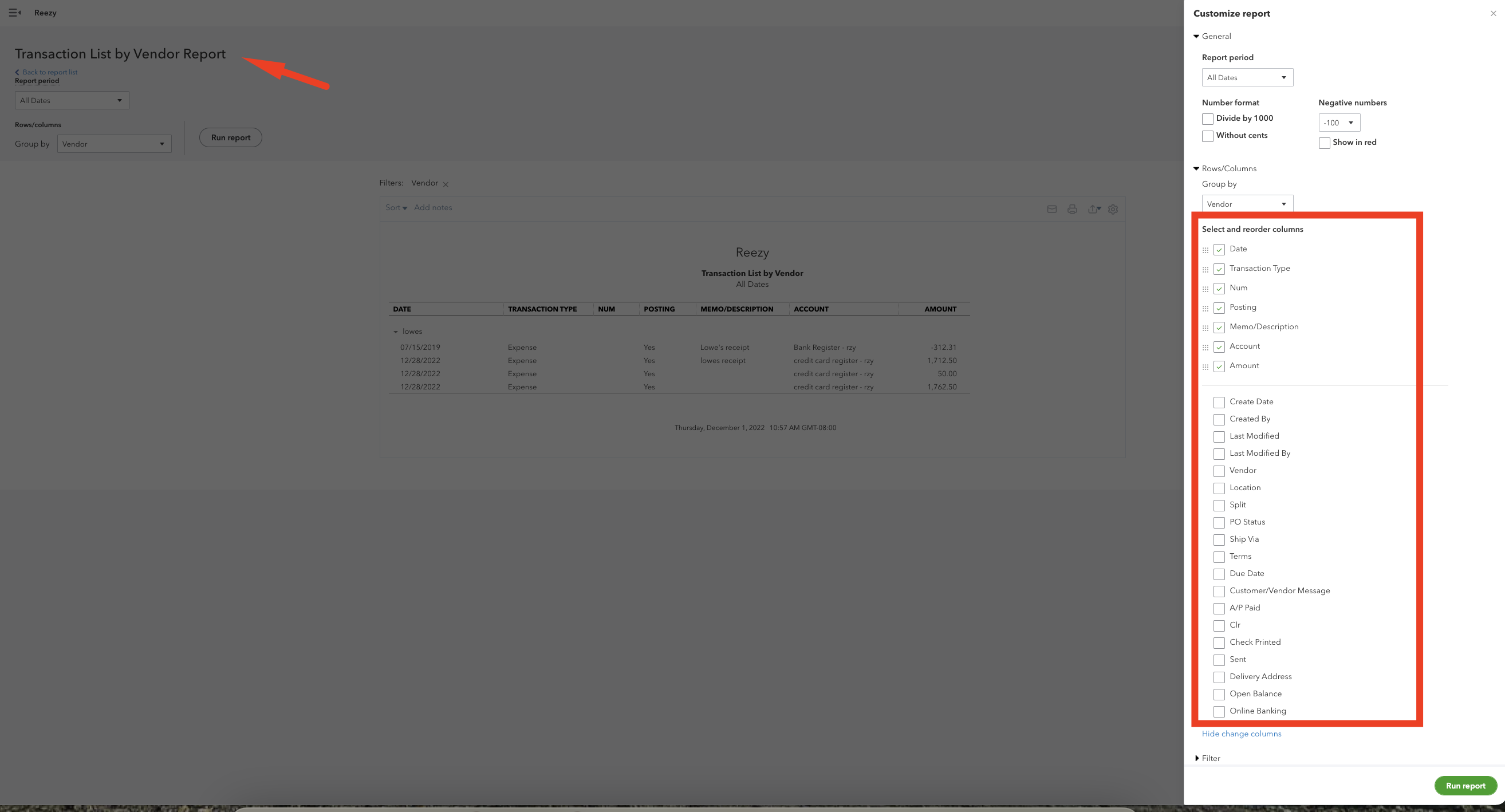 Solved: How Do I Run A Report On Category Details of An Expense