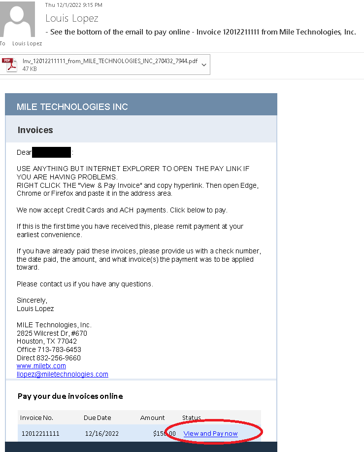 View and Pay Now link unavailable - Page 3