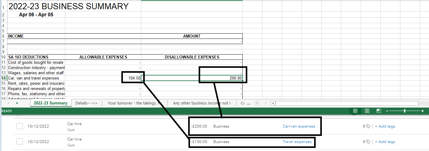 Solved: Disallowable Expenses - How to change what is included
