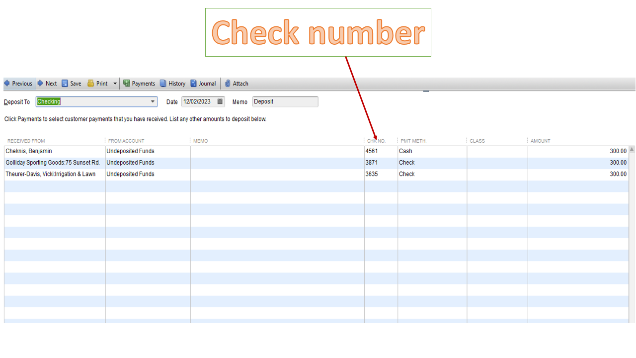 I need a deposit detail report that includes check numbers