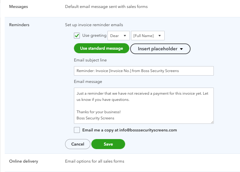 Can I turn off automatic invoice reminder emails?