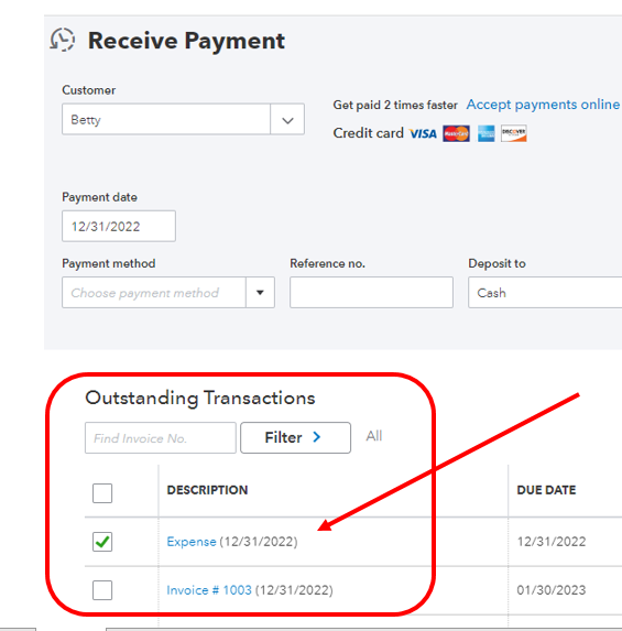 Invoice was marked paid and deposited. Check was rejected by bank ...