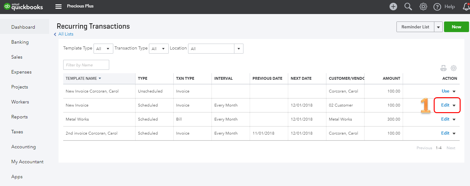 How do I update the remit to address on a reoccurring invoice template ...
