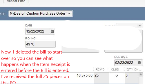 Entering bills, but Select Related Purchase Order missing from list