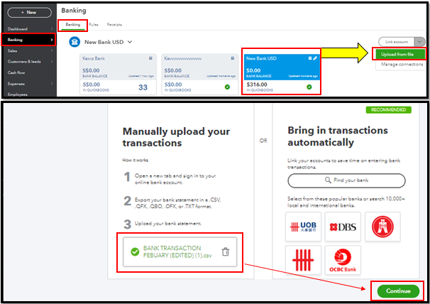 Importing transactions from credit card and bank account