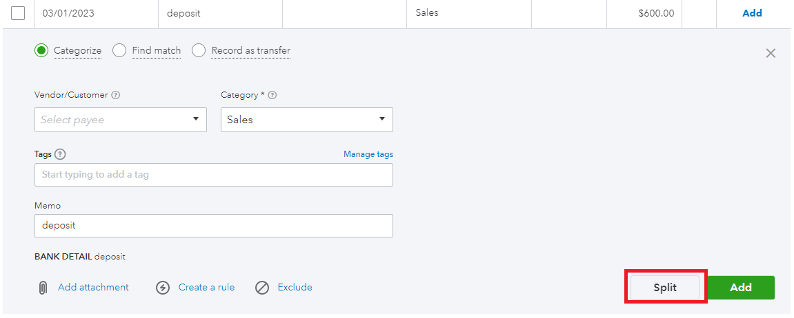 Solved: How do I split a downloaded transaction between both an invoice ...
