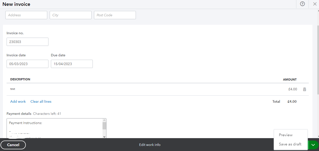 Invoicing / invoice tracking without sending